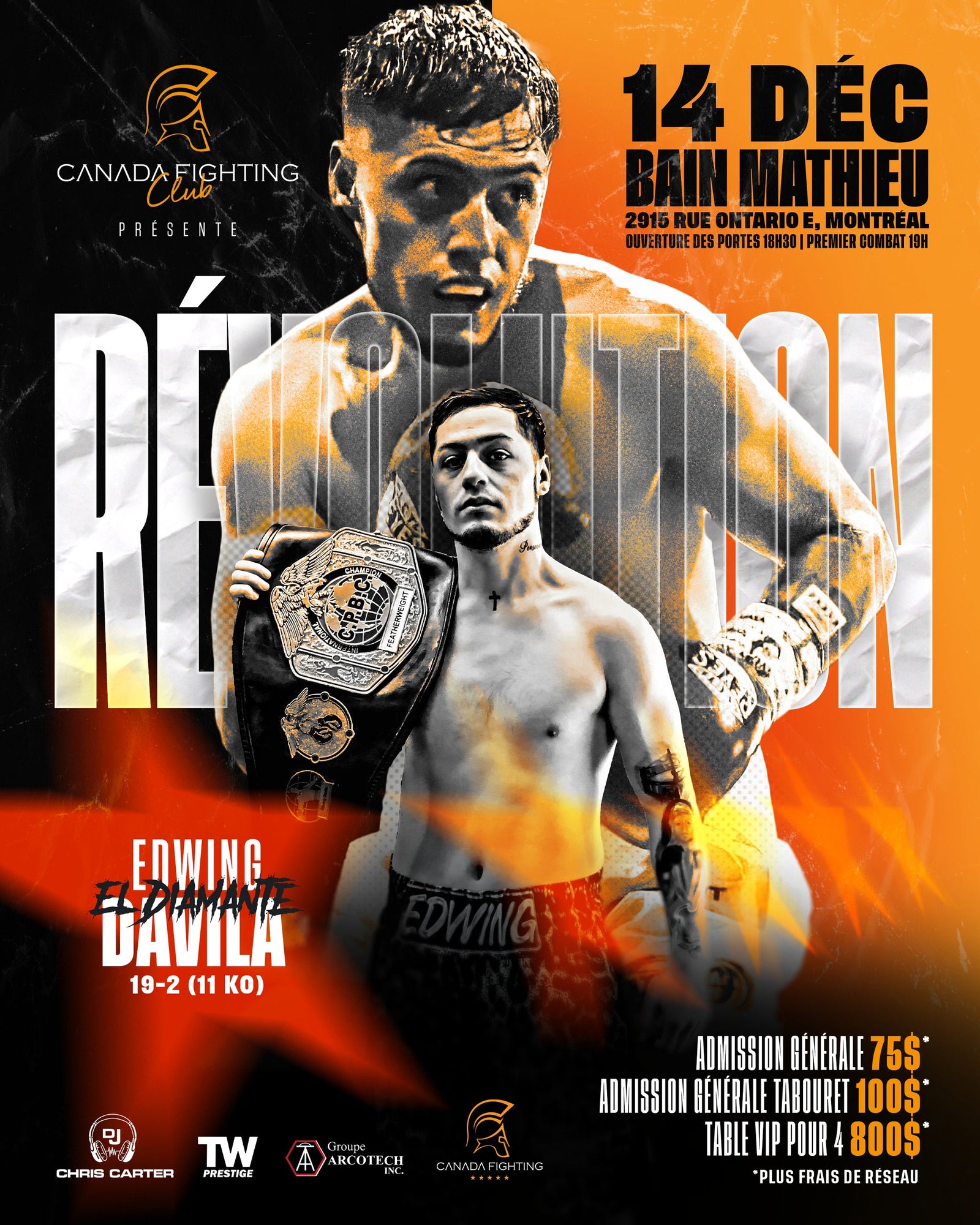 Canada Fighting Club dévoile sa tête d'affiche pour le gala "Révolutio